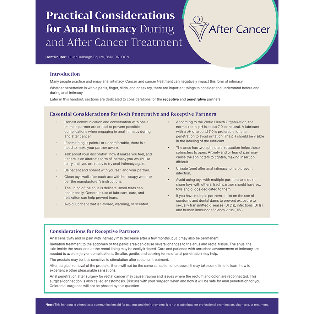 Practical Considerations For Anal Intimacy During And After Cancer