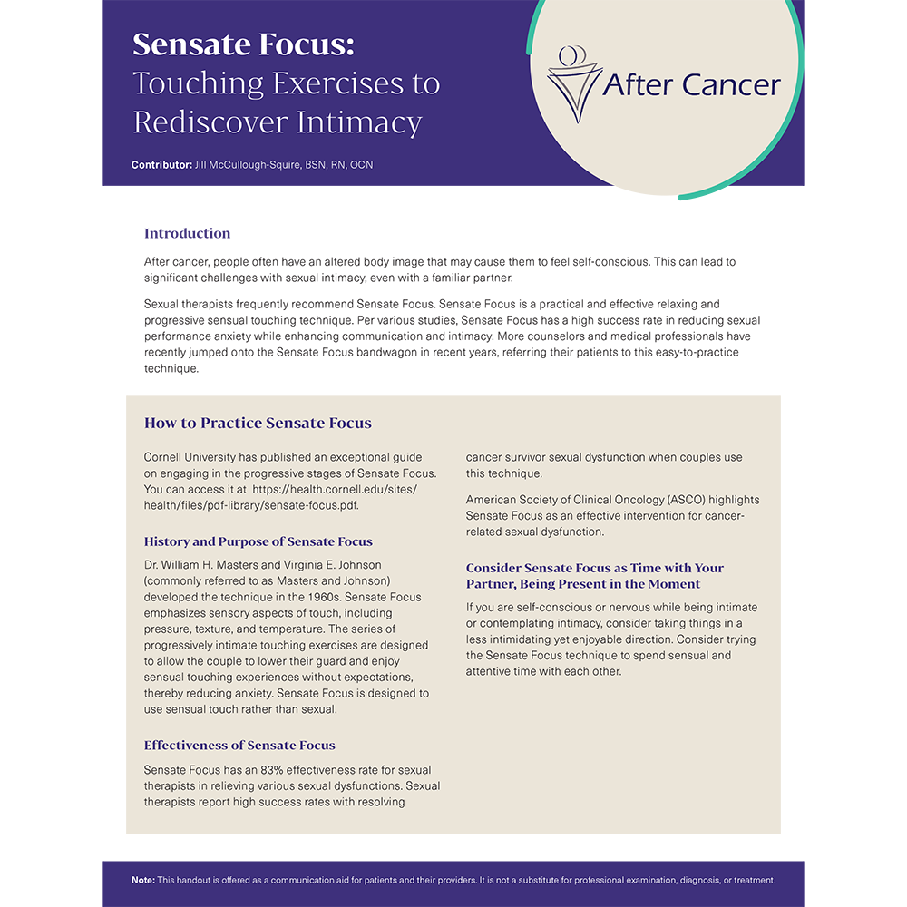 Sensate Focus: Touching Exercises to Rediscover Intimacy - After Cancer